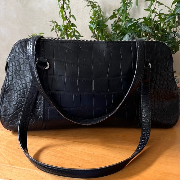 Monsac | Bags | Black Monsac Crocodile Embossed Vegan Leather Satchel ...